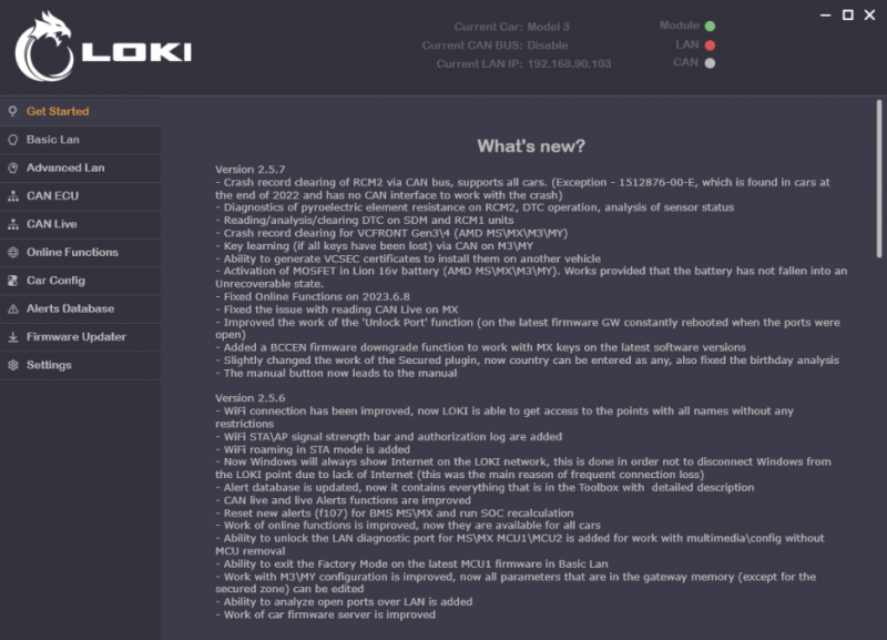 Loki - Tesla Diagnostics and Maintenance Tool